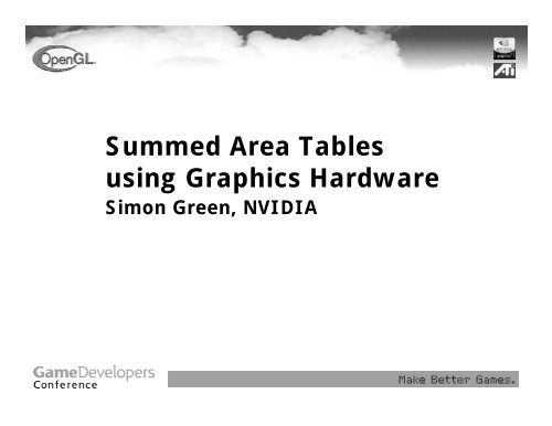 Summed Area Tables using Graphics Hardware