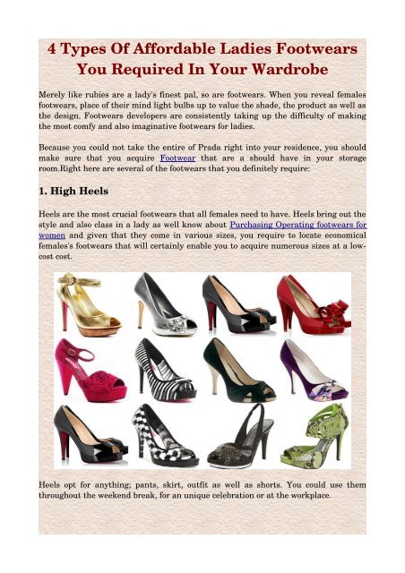 4 Types Of Affordable Ladies Footwears You Required In Your Wardrobe