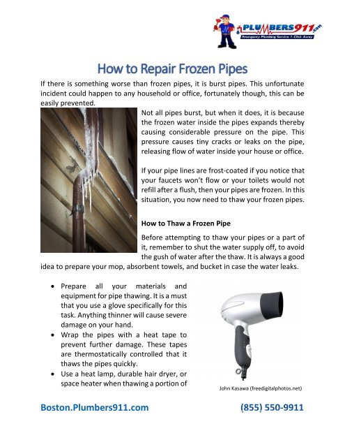 How to Repair Frozen Pipes in Your Boston Home