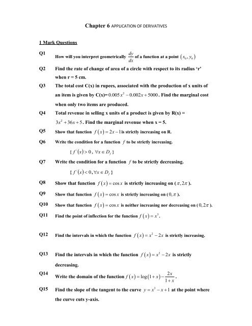 application of derivatives ppt