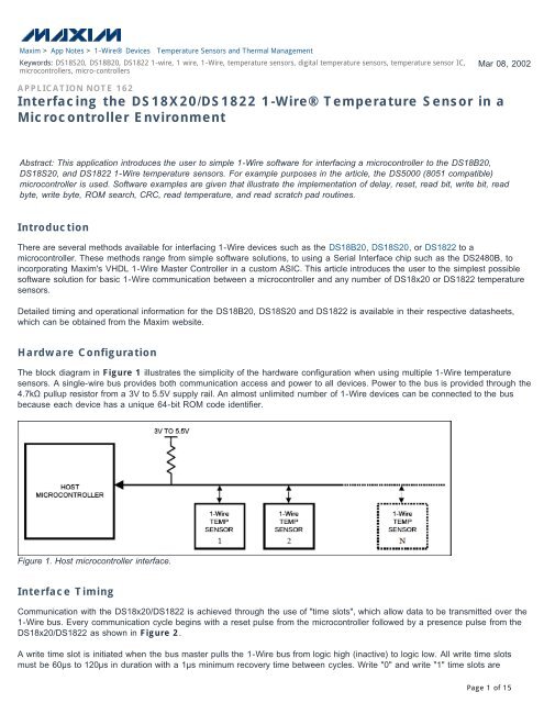 Interfacing the DS18X20/DS1822 1-WireÂ® Temperature Sensor in a ...