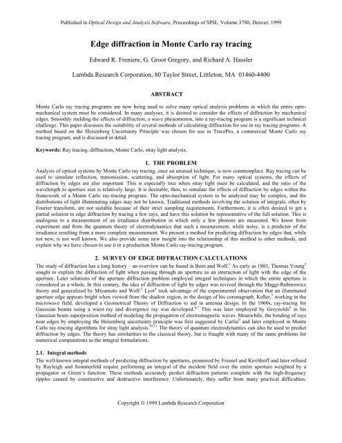 Edge diffraction in Monte Carlo ray tracing
