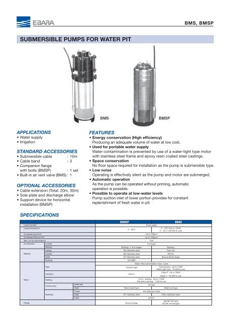 submersible pumps for water pit - Ebara