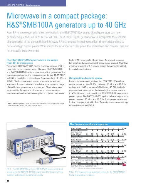 R&SÂ®SMB100A generators up to 40 GHz - Rohde & Schwarz