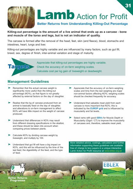 Better returns from understanding killing out percentage - Eblex