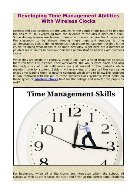 Developing Time Management Abilities With Wireless Clocks