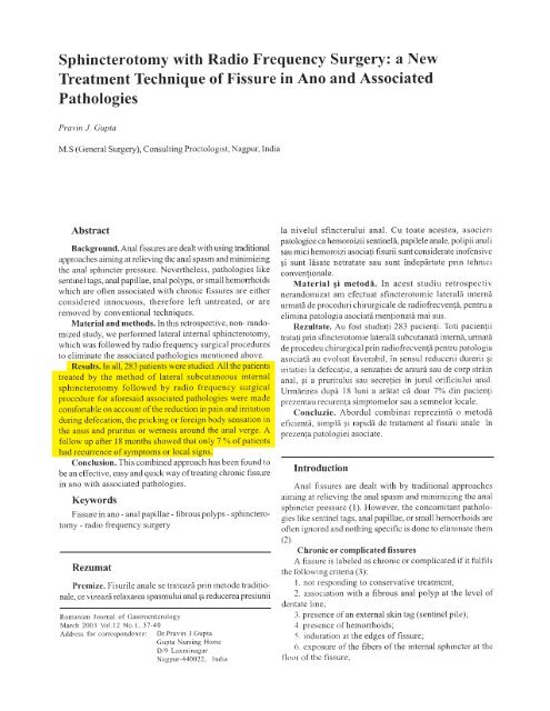 Article - Sphincterotomy with Radio Frequency Surgery: New ...