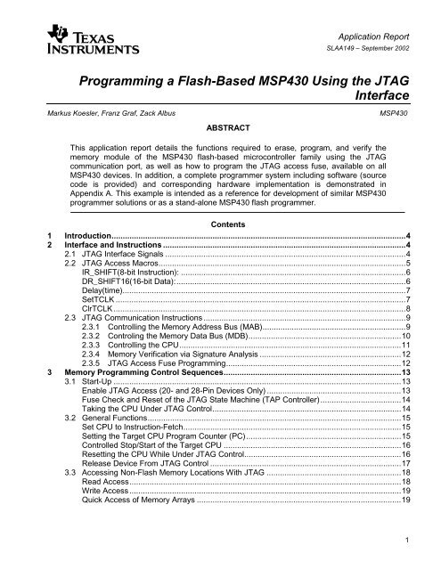 Programming a Flash-based MSP430 Using the JTAG Interface