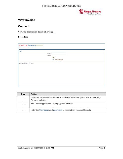 How to view your invoice - Kenya Airways