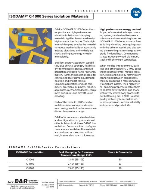 ISODAMPÂ® C-1000 Series Isolation Materials - EAR Specialty ...