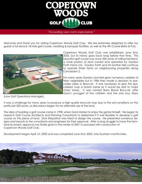 view our 4th Course Bistro Menu. - Copetown Woods Golf Club