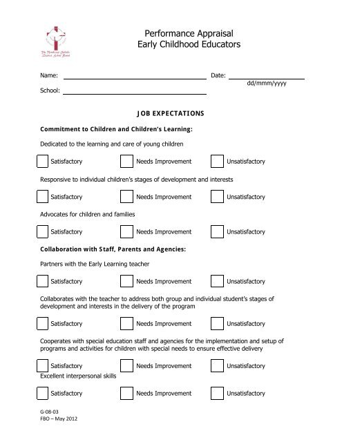 Performance Appraisal Early Childhood Educators