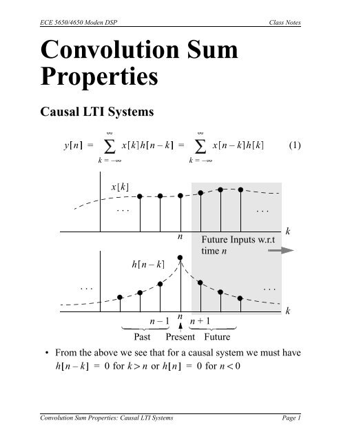 Convolution Sum Properties Causal LTI Systems