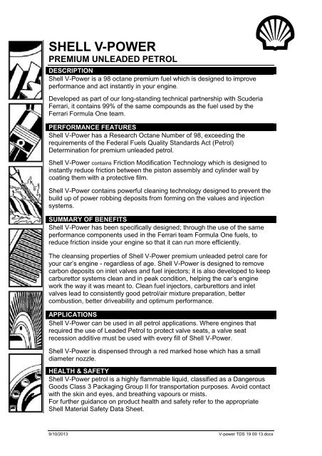 Download the Shell V-Power TDS