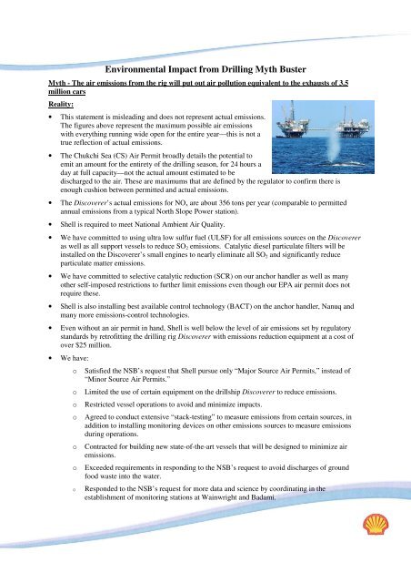 Environmental Impact from Drilling Myth Buster - Shell
