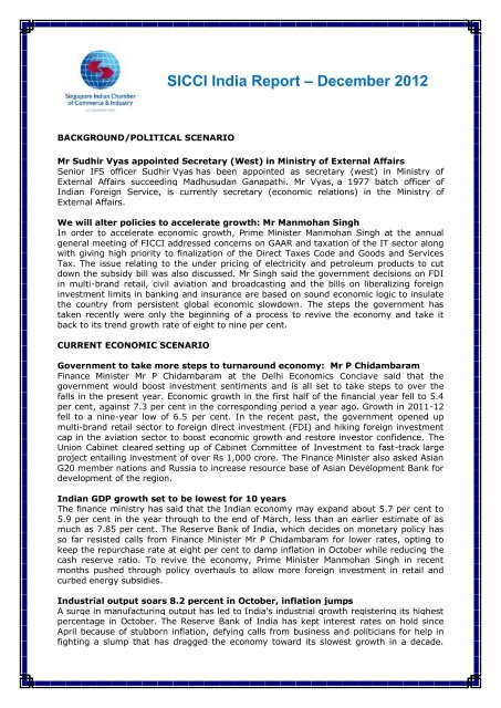 SICCI India Report â December 2012 - Singapore Indian Chamber ...