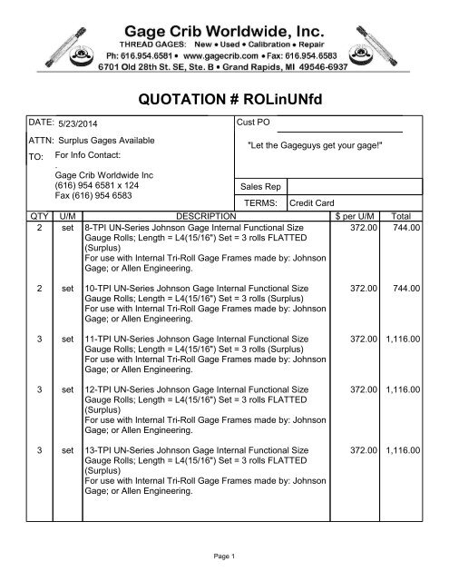 Functional Diameter - Ring & Plug Thread Gages