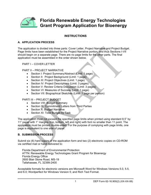 Florida Renewable Energy Technologies Grant Program Application ...