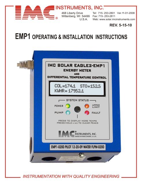rev. 5-15-10 emp1 operating & installation instructions - Solar Direct