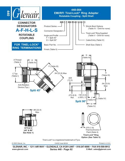 Glenair Series 440-084 Spec Sheet