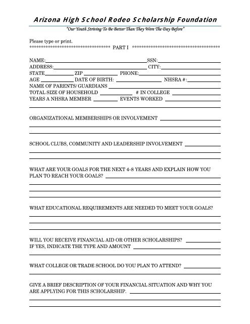 Sample Scholarship Application Form