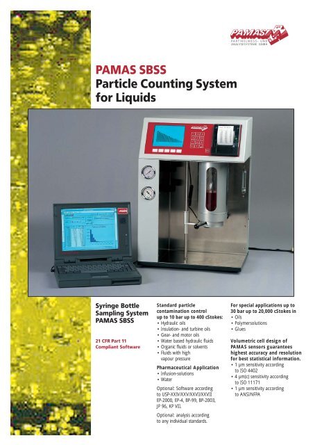 PAMAS SBSS Particle Counting System for Liquids - Importecnical