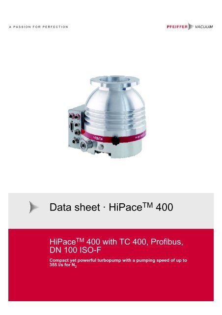 Data sheet Ã‚Â· Hybrid Bearing HiPaceTM 400 with ... - Pfeiffer Vacuum