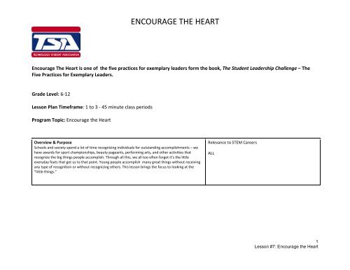 ENCOURAGE THE HEART Lesson Plan