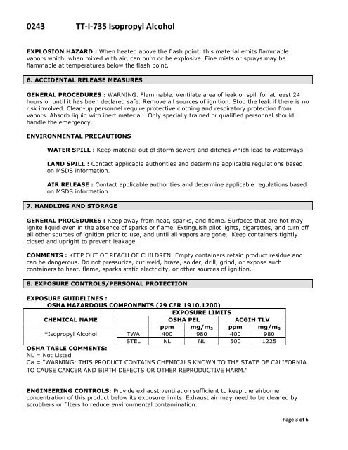 MSDS TT-I-735 Isopropyl Alcohol - Mach-Dynamics