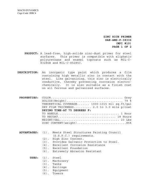 Technical Data Sheet - Mach-Dynamics