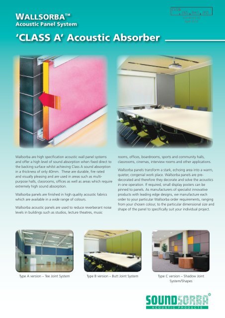 'CLASS A' Acoustic Absorber - Soundsorba