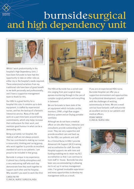 burnsidesurgical - Burnside War Memorial Hospital