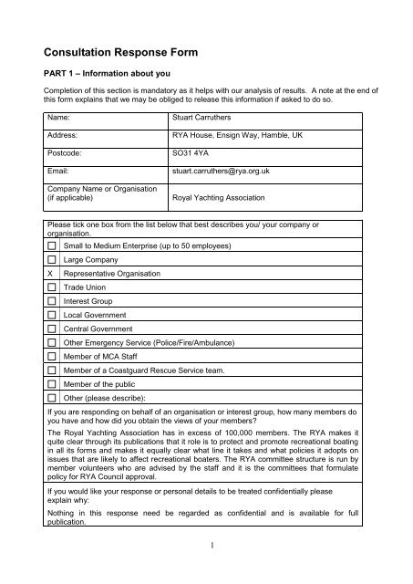 Consultation Response Form - RYA Scotland
