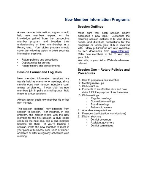 New Members Packet