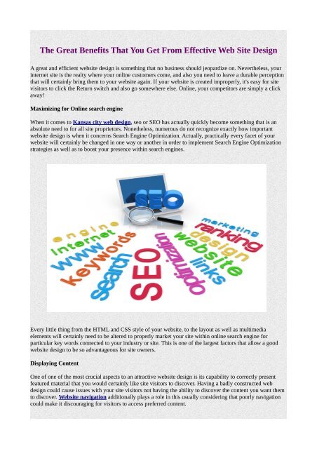 The Great Benefits That You Get From Effective Web Site Design