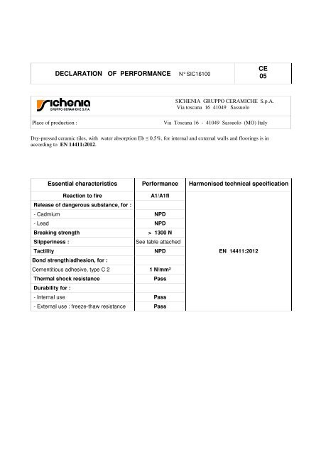 declaration of performance en - Sichenia