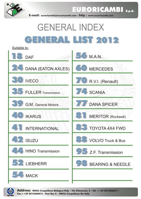 general list - Euroricambi.com