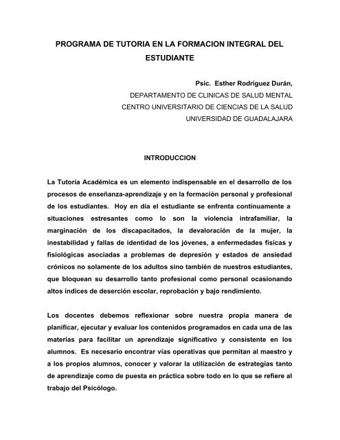 programa de tutoria en la formacion integral del estudiante