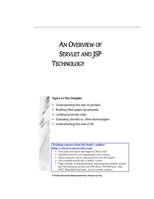 an overview of servlet and jsp technology - School of Information ...