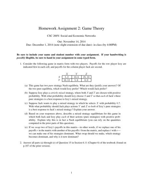 Homework Assignment 2: Game Theory - CDF