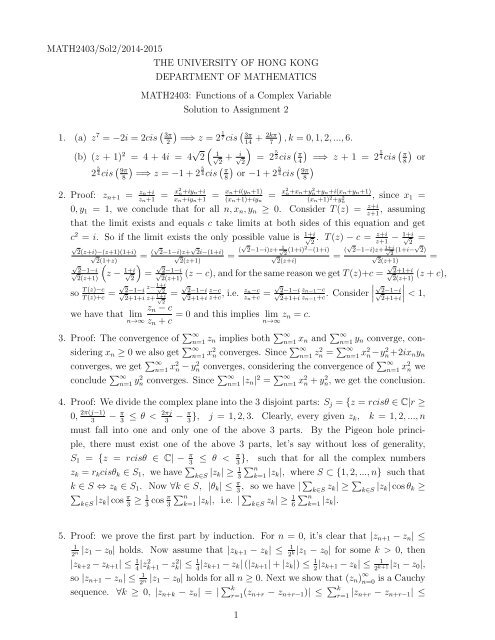 Solution to Assignment 2 - The University of Hong Kong