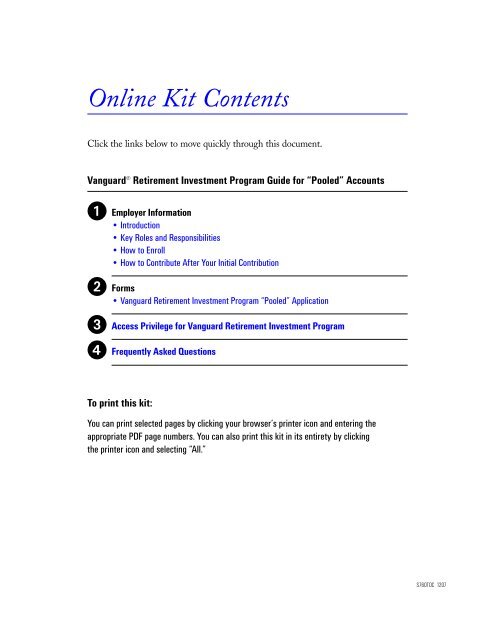 Vanguard Retirement Investment Program kit for Pooled Accounts