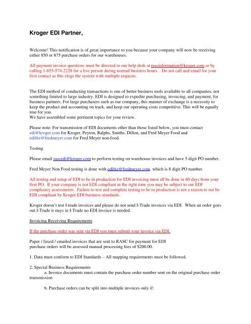 Kroger EDI Partner,
