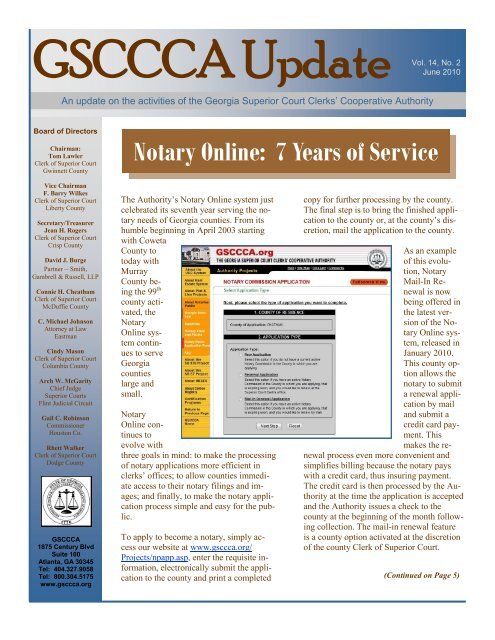 GSCCCA Update - Georgia Superior Court Clerks