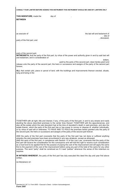 Deed - Executor - RG Agency