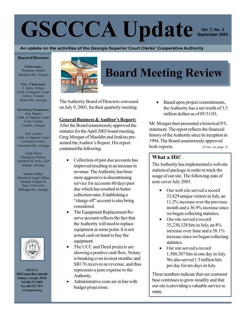 GSCCCA Update - Georgia Superior Court Clerks