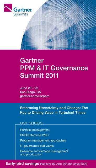 Gartner PPM & IT Governance Summit 2011 Gartner PPM & IT Governance Summit 2011