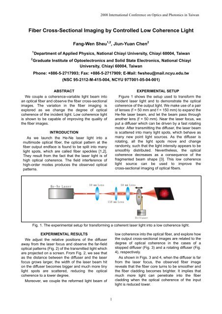 Fiber Cross-Sectional Imaging by Controlled Low Coherence Light