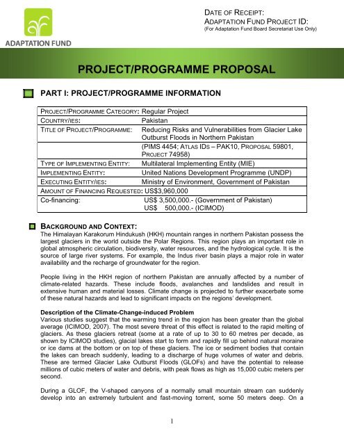 PROJECT/PROGRAMME PROPOSAL - Adaptation Fund