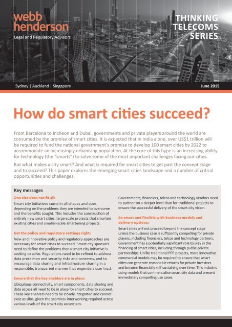 Webb Henderson Thinking Telecoms Series - Smart Cities